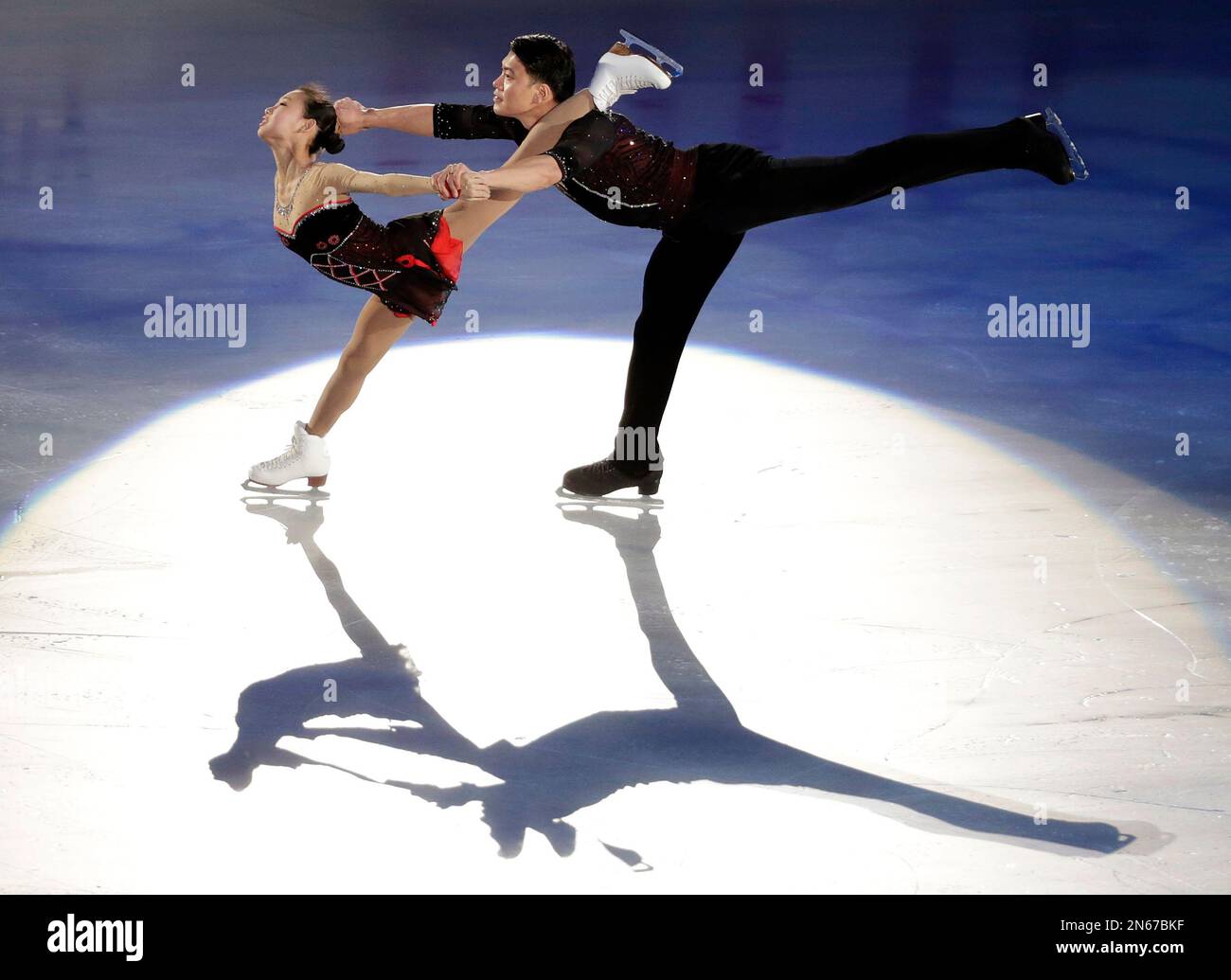 Peng Cheng, left, and Zhang Hao of China perform during the gala ...