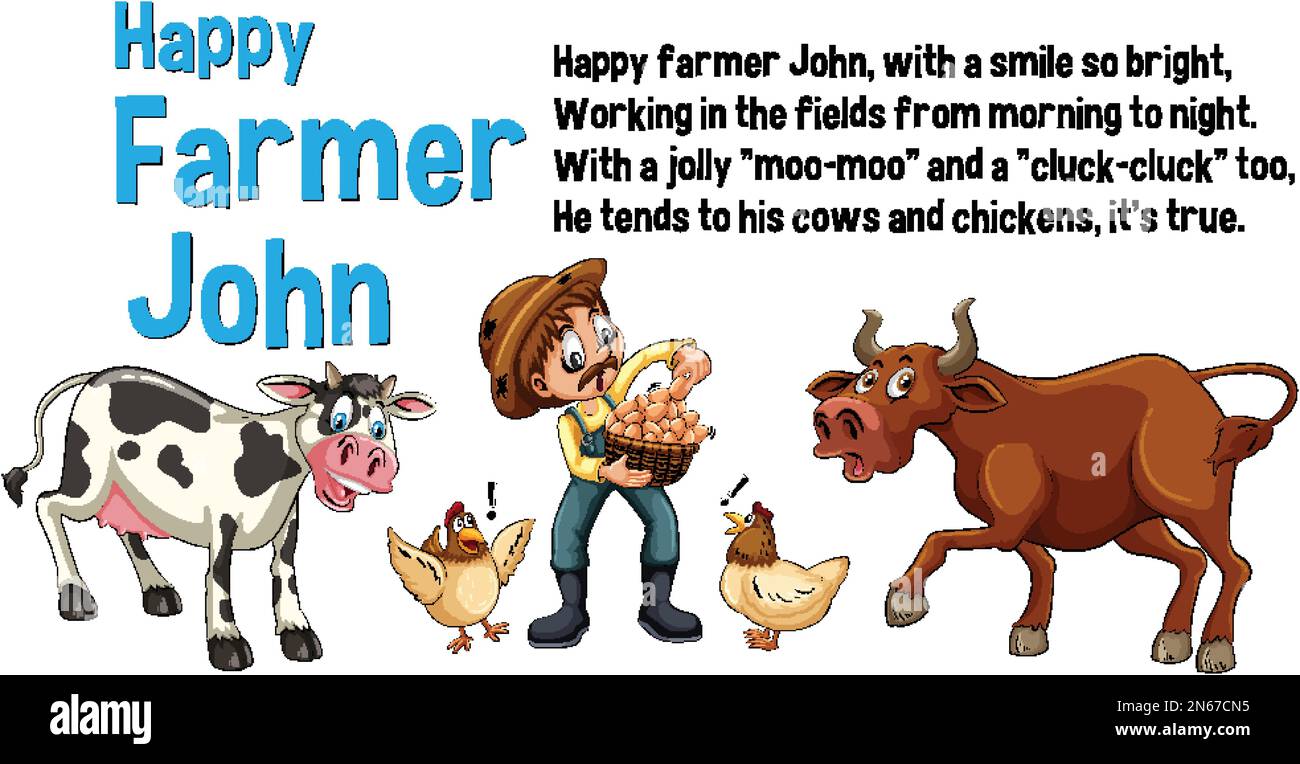 Happy farmer John story song for kids illustration Stock Vector Image ...