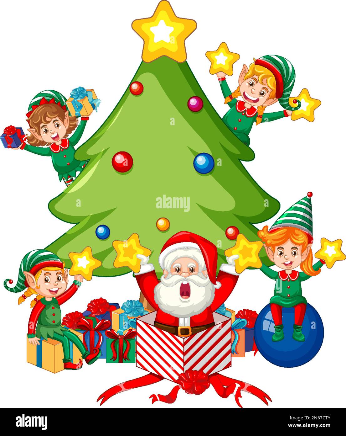 Christmas caroon characters isolated illustration Stock Vector Image ...