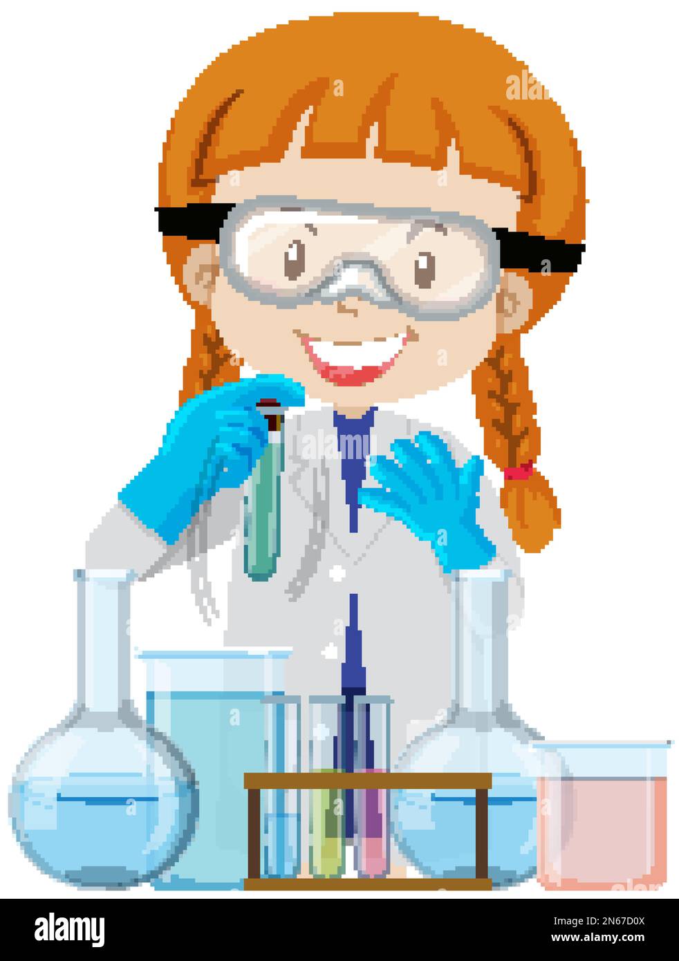 Scientist girl doing chemical experiment illustration Stock Vector ...