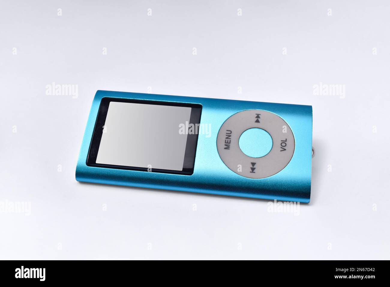 Blue mp3 player electronic device isolated on white background Stock ...