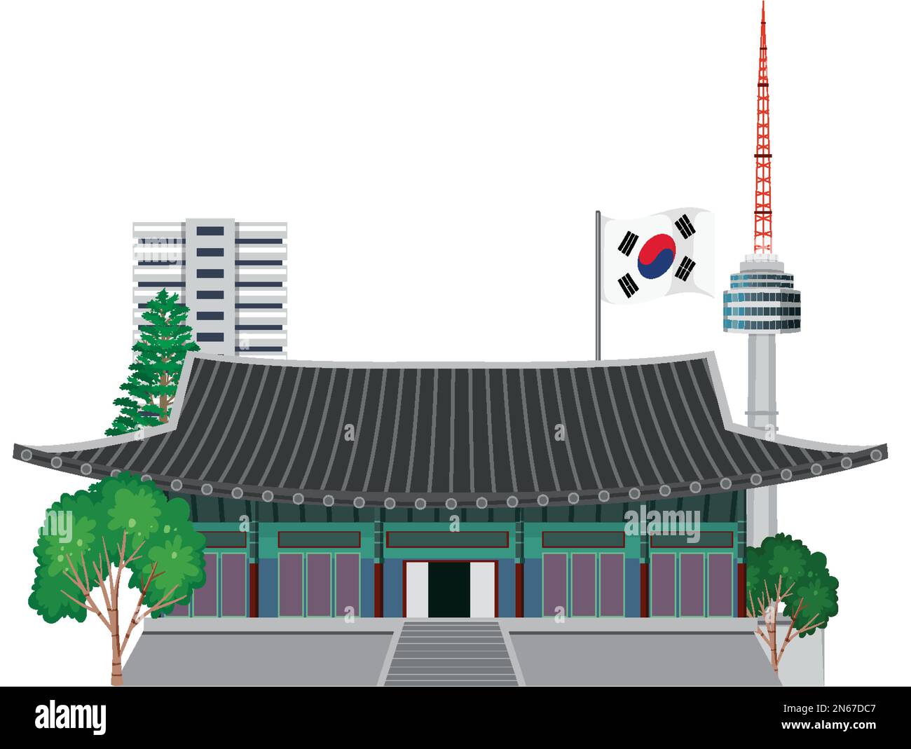 South Korea famous landmark element illustration Stock Vector Image ...