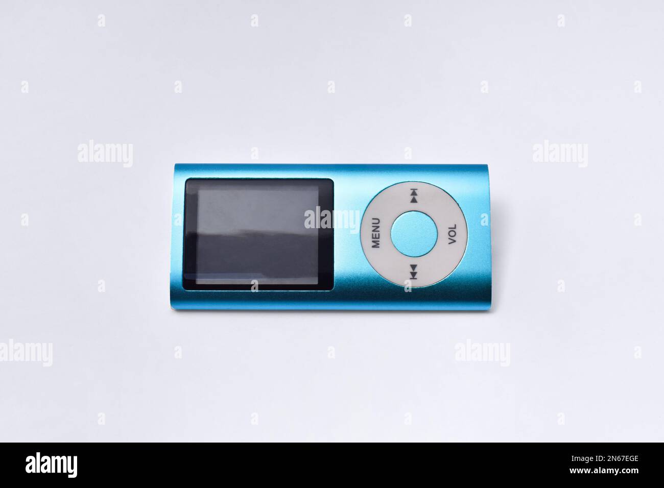 Blue mp3 player electronic device isolated on white background Stock ...