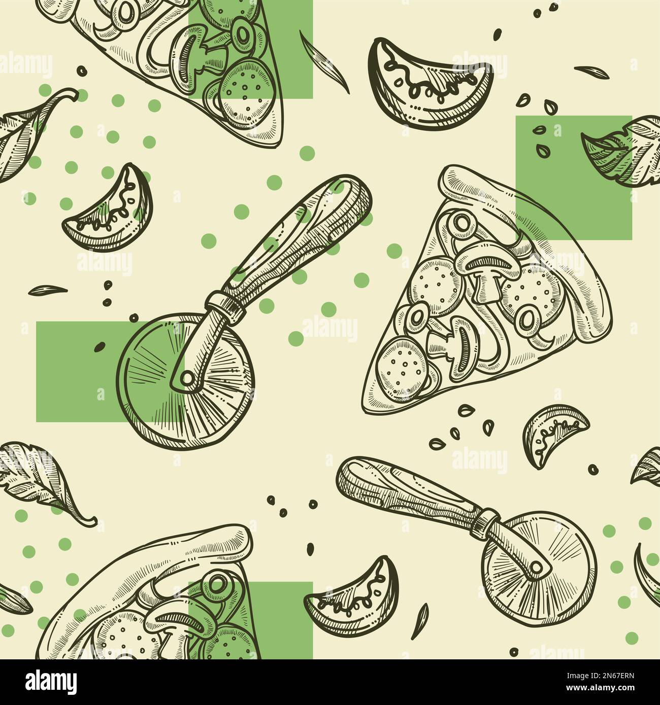 Pizzeria menu seamless pattern, tasty pizza vector Stock Vector Image ...