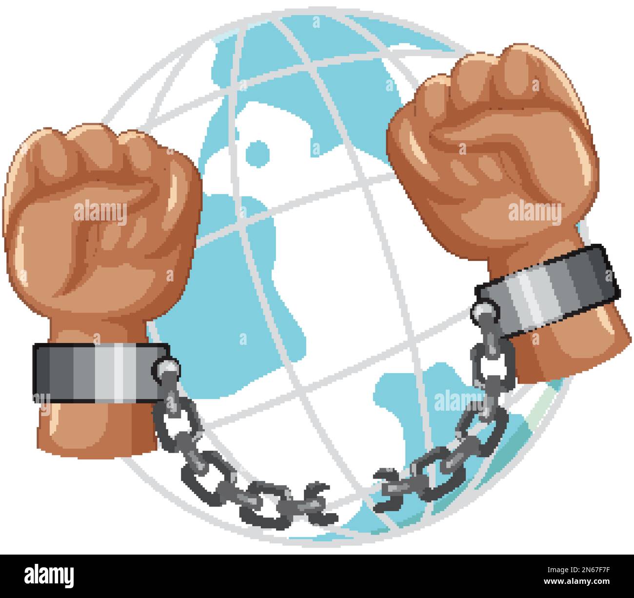Two fist hand on chained globe illustration Stock Vector Image & Art ...