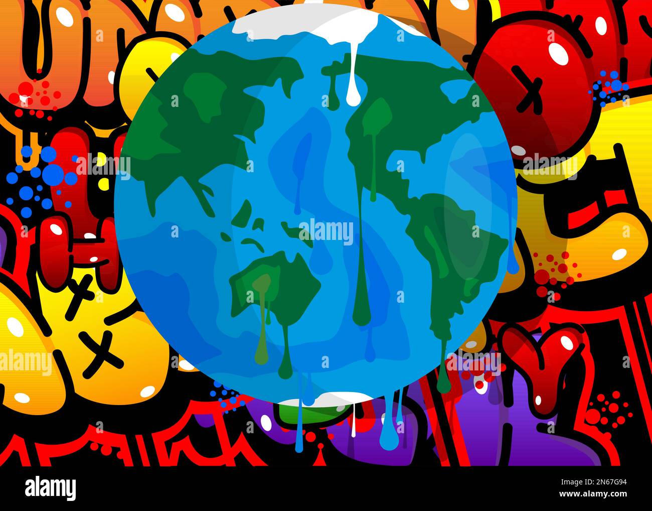 Planet Earth Graffiti. Abstract modern street art decoration ...