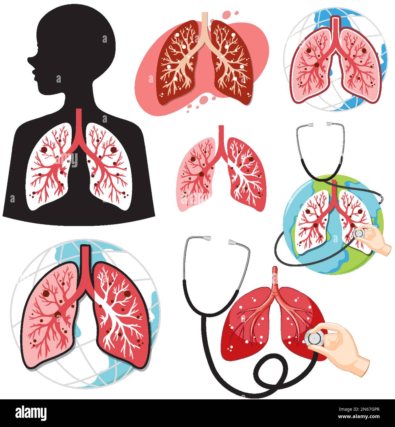 Set of human lungs isolated illustration Stock Vector Image & Art - Alamy