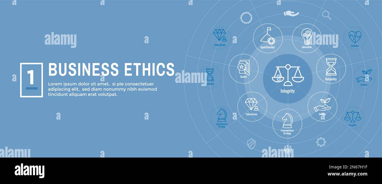 Business and Corporate Ethics Showing Company Values Icon Set with Web ...