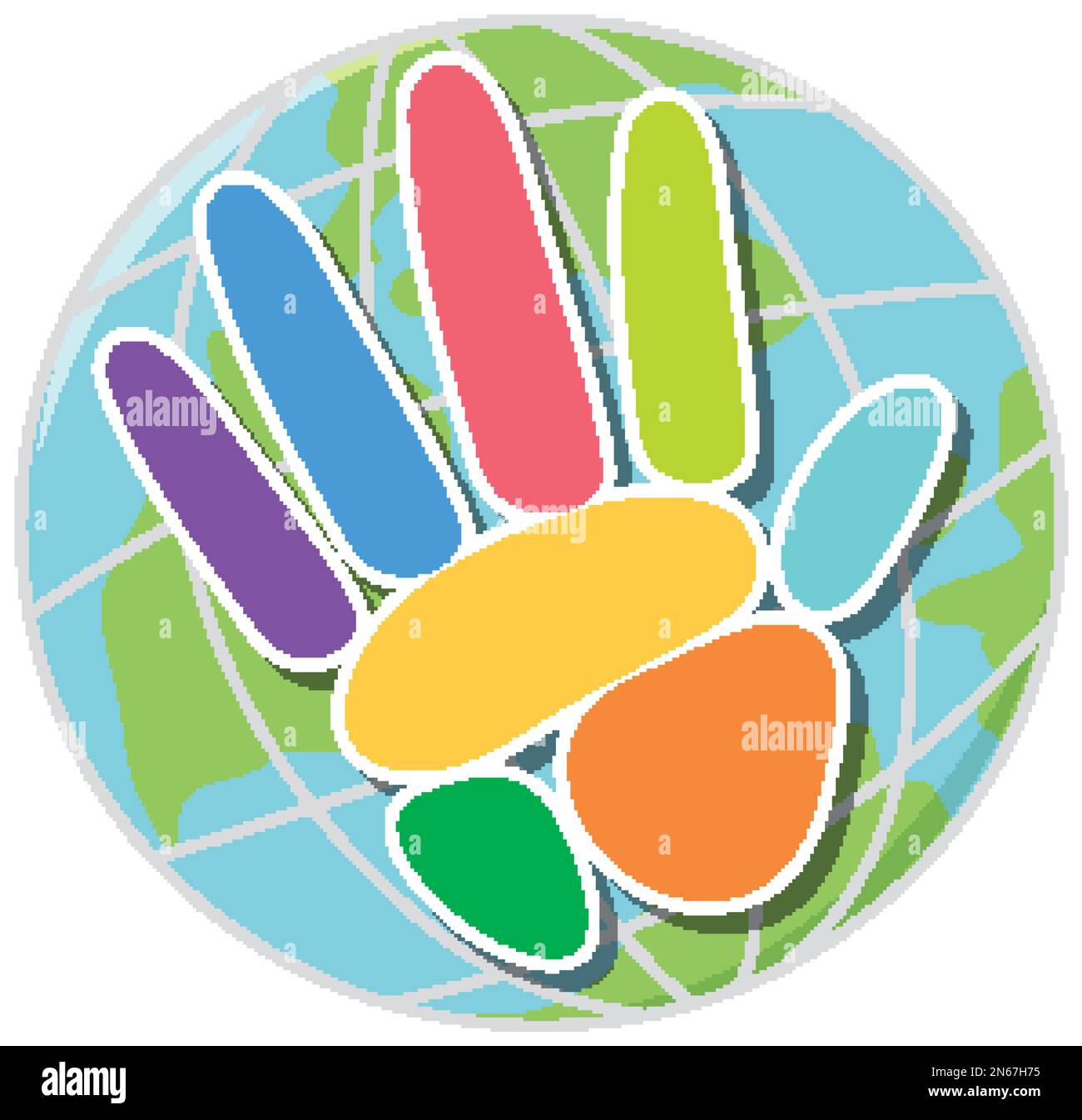 Colourful hand on earth globe icon illustration Stock Vector Image ...