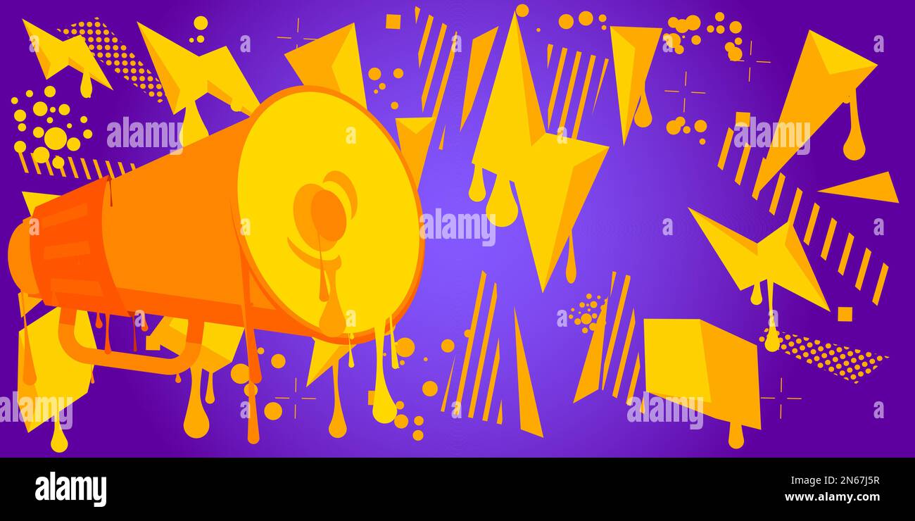 Megaphone Graffiti. Abstract modern Loudspeaker street art decoration ...