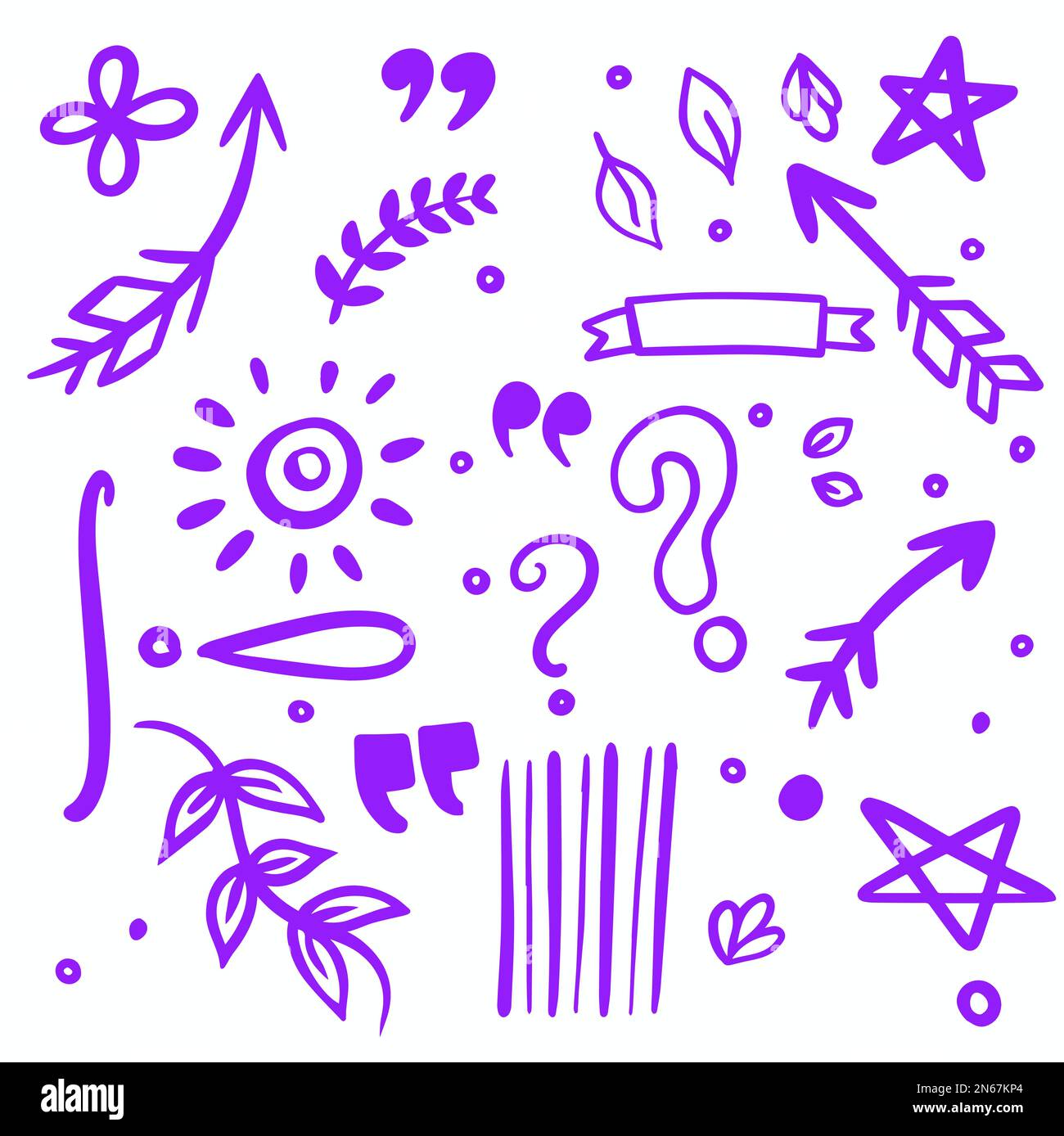 Purple Swirls Swoosh Marks with Vector Hand Drawn Highlighter Accent ...