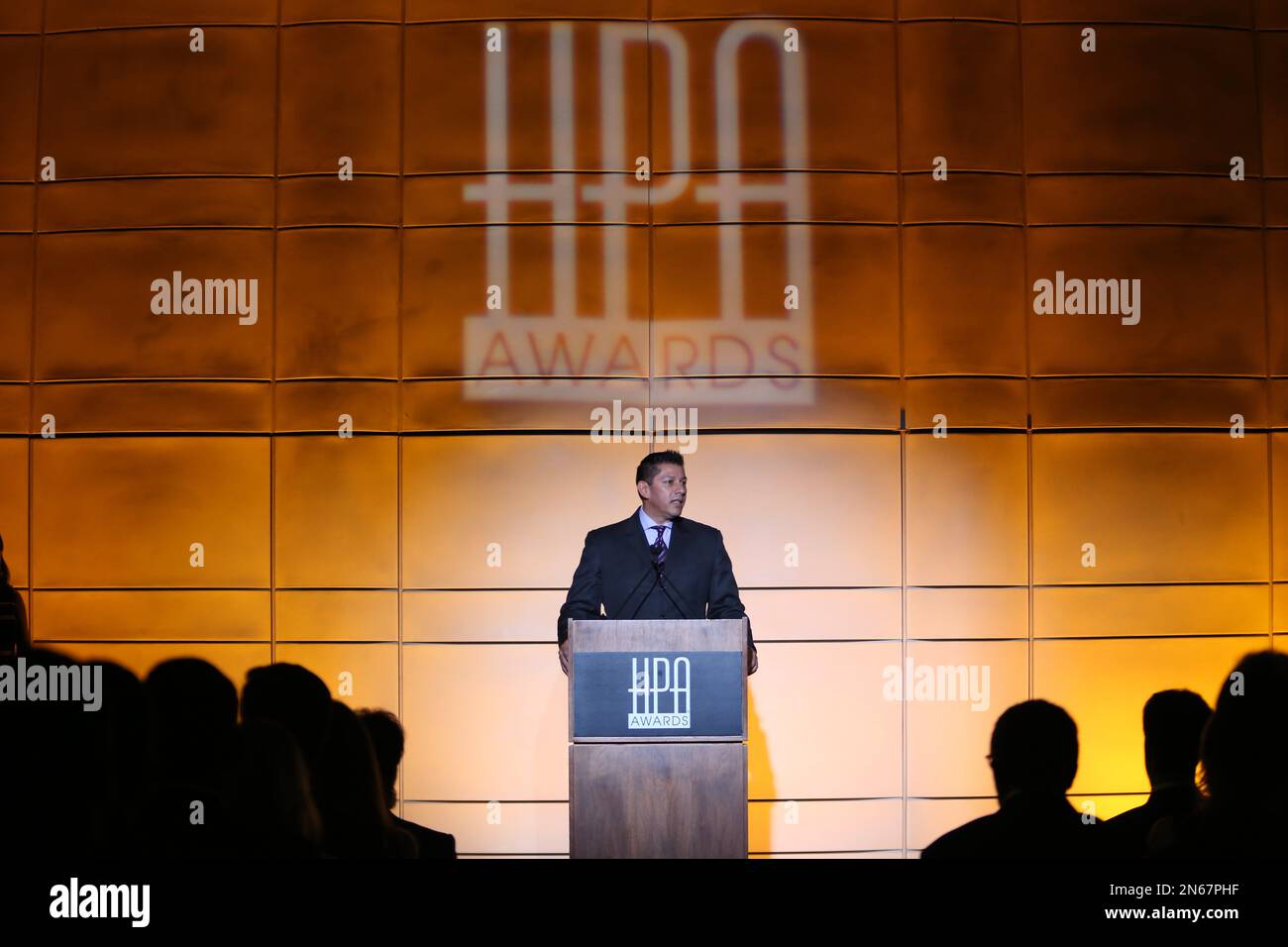 Louis Hernandez Jr., President and CEO Avid accepts his award during the 2013 Hollywood Post ...