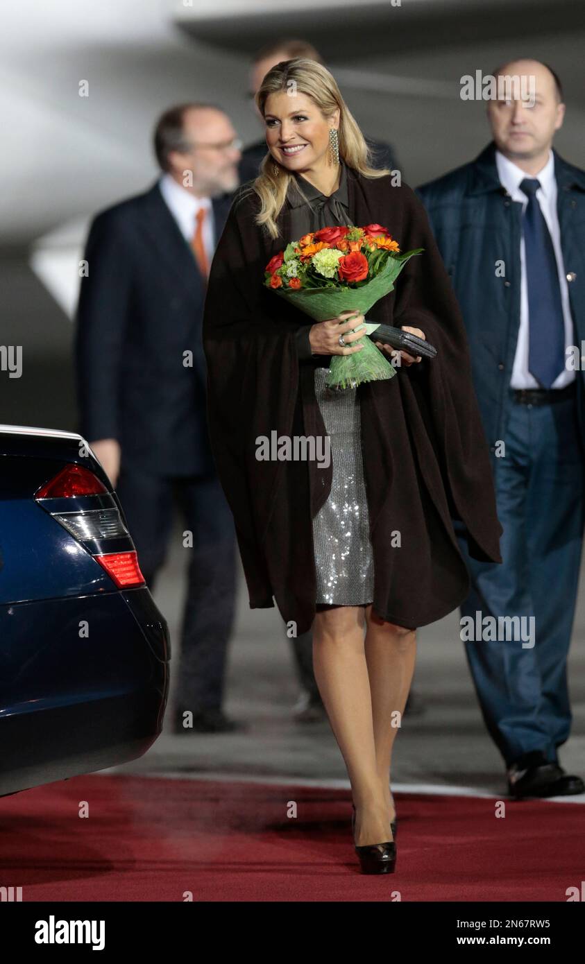 Dutch Queen Maxima walks shortly after her arrival at Vnukovo II ...