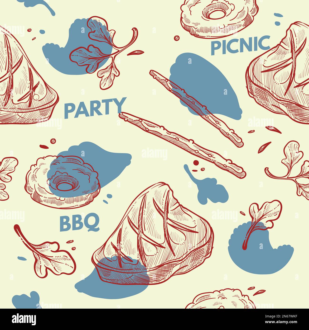 grilled meat and veggies, picnic bbq party with delicious food and ...