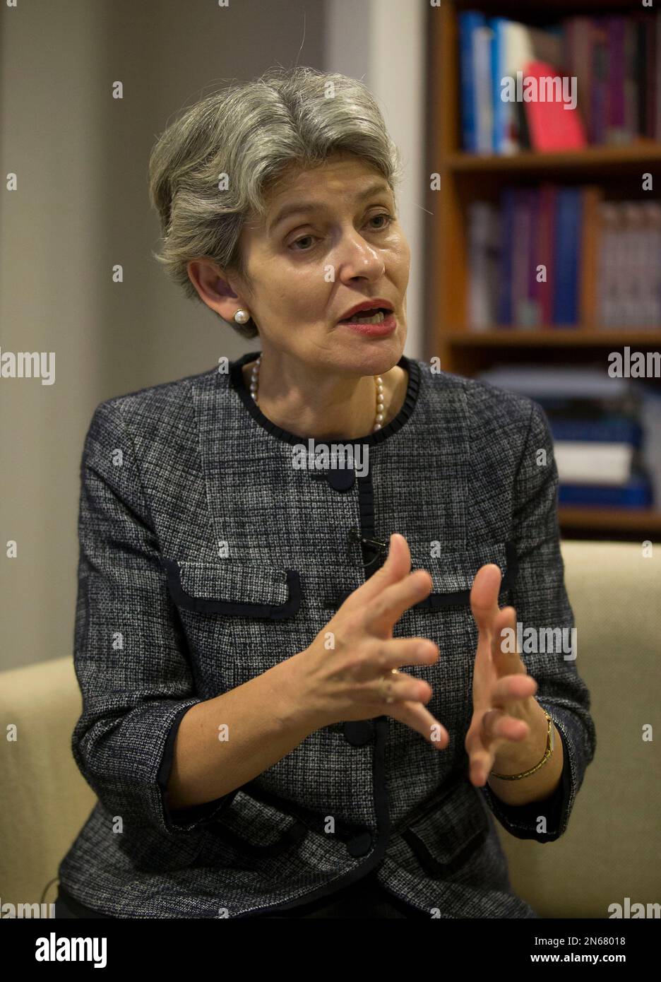UNESCO Director-General Irina Bokova answers questions during an ...