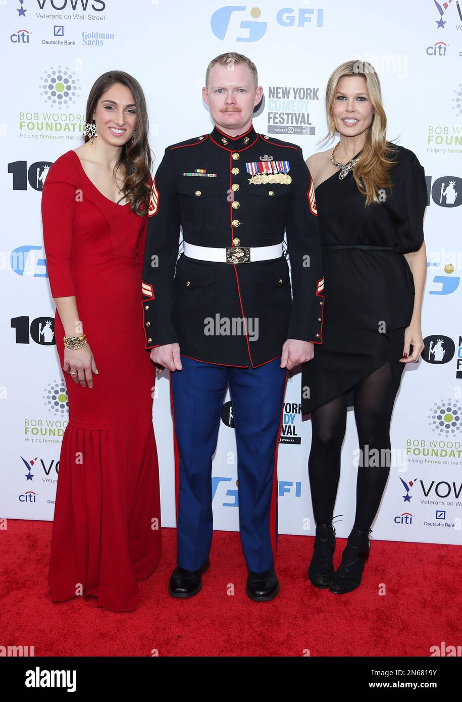 Rachel O'Hern, left, Marine Staff Sergeant Daniel Ridgeway, center, and ...