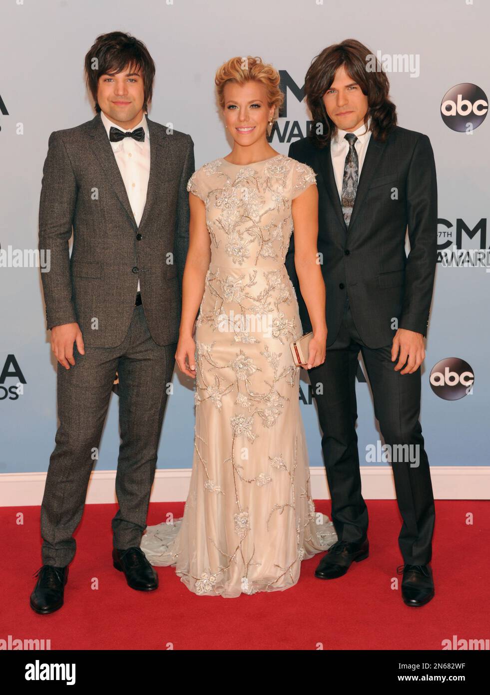 The Band Perry, from left, Neil, Kimberly and Reid Perry arrive at the ...