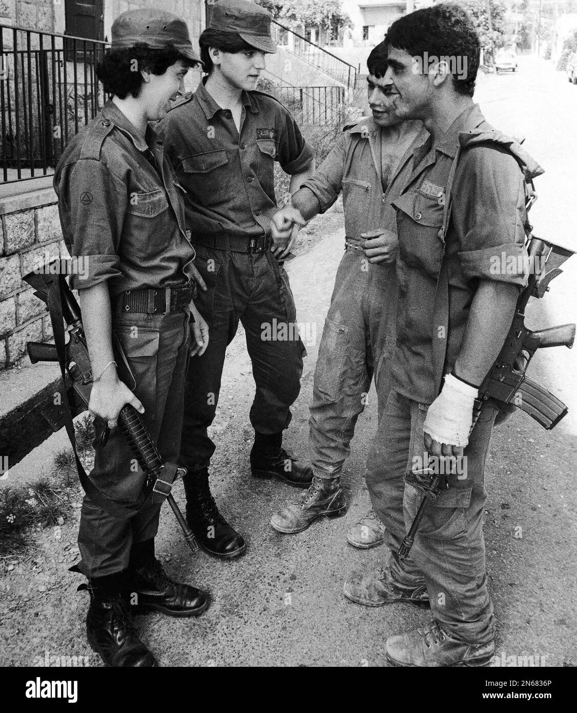 FILE - In this Aug. 3, 1982 file photo, two female Phalangist soldiers ...