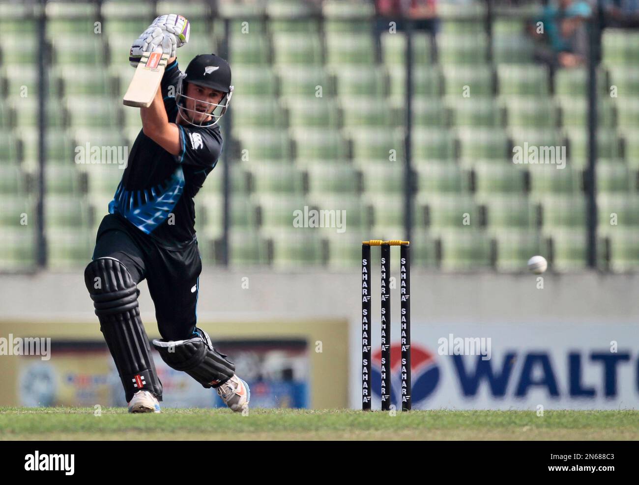 New Zealand's Hamish Rutherford plays a shot during the Twenty20 ...