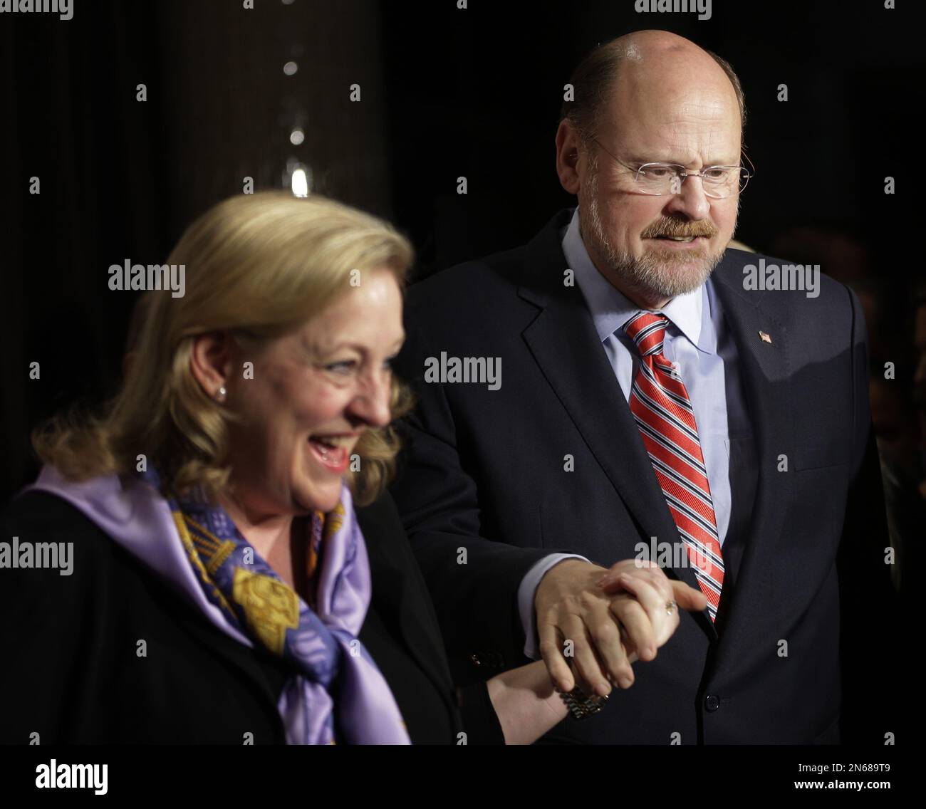 New York City mayoral candidate Joe Lhota arrives with his wife Tamra ...