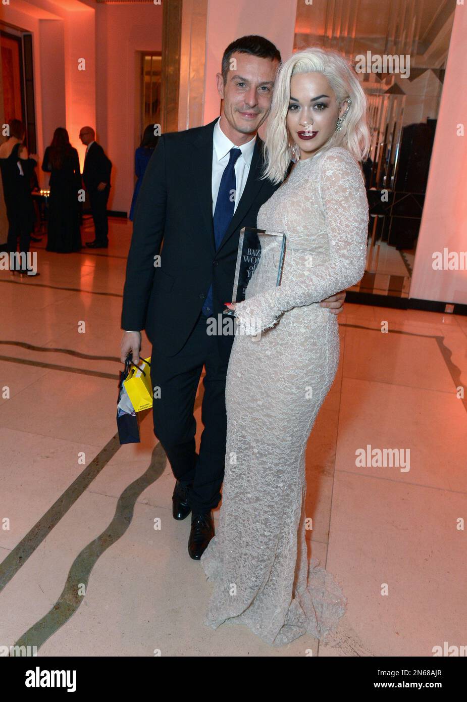 Jonathan Saunders and British singer Rita Ora, winner of the Harper's ...