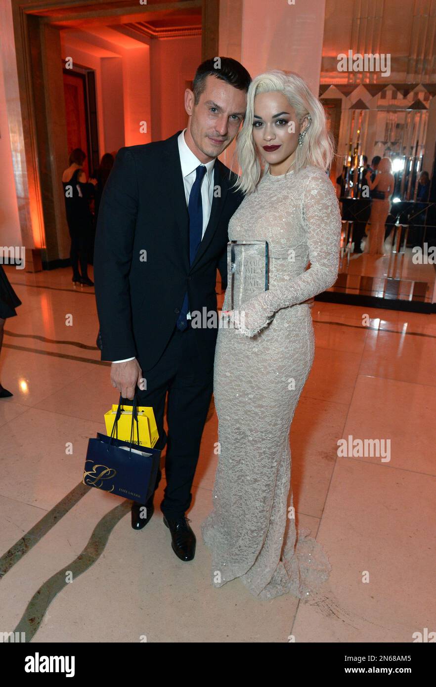 Jonathan Saunders and British singer Rita Ora, winner of the Harper's ...