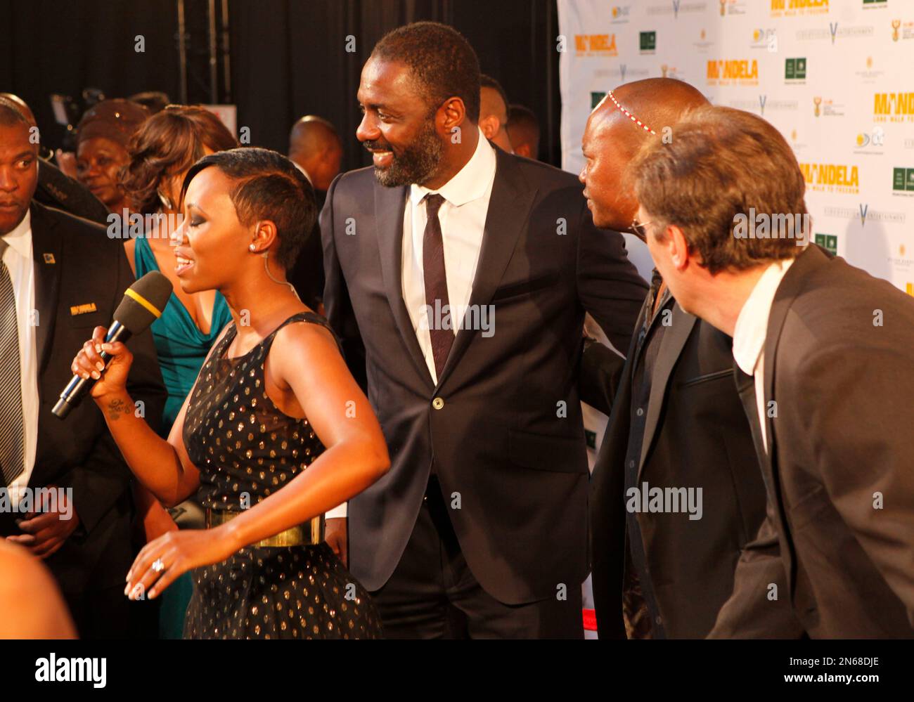 British Actor Idris Elba, second from left, who stars as Nelson Mandela ...