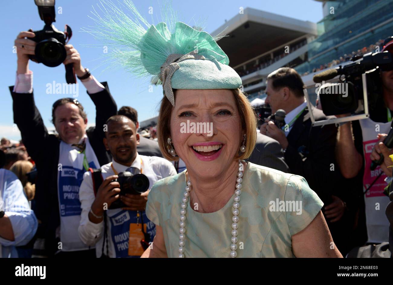 Trainer Gai Waterhouse celebrates after her Fiorente, ridden by ...