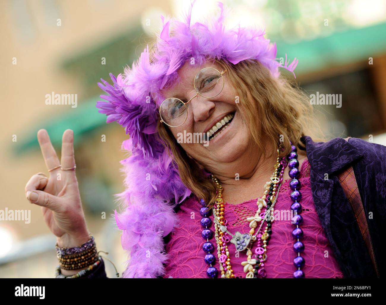 Janis Joplin fan Gail Ostman of Palmdale, Calif. is pictured at a ...