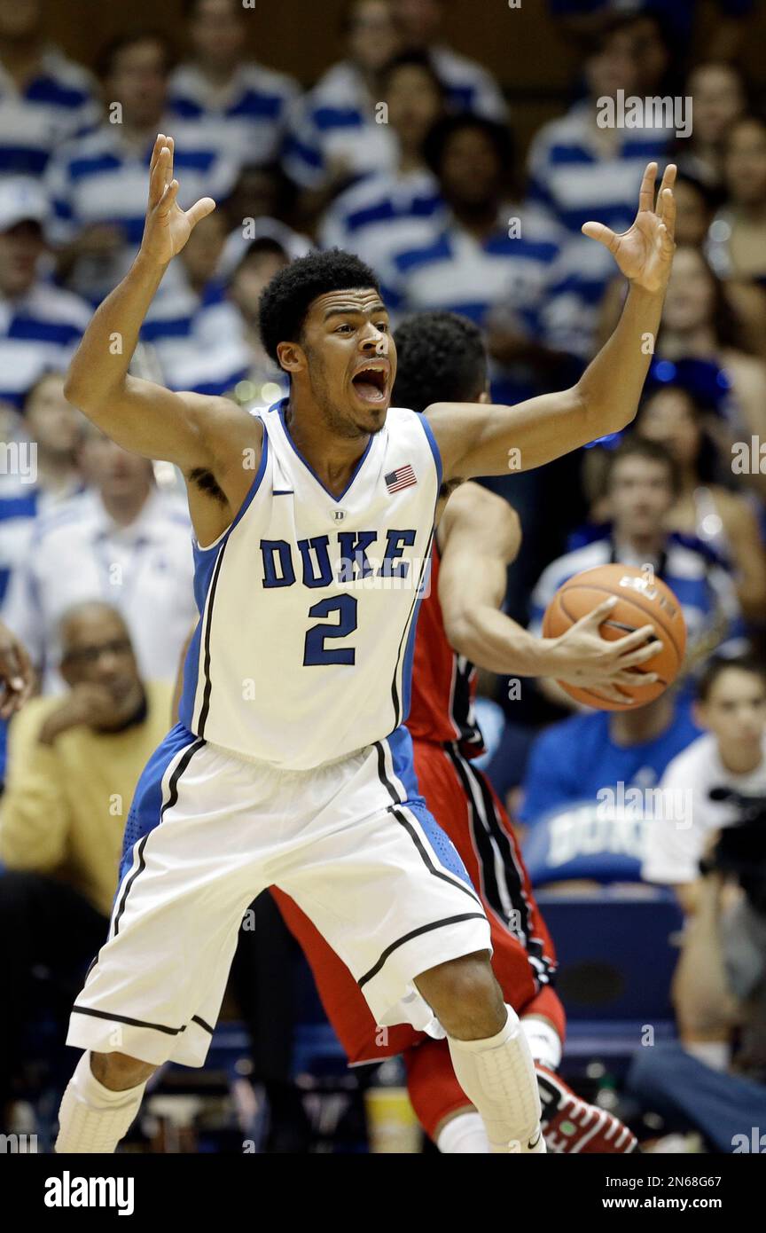 Duke's Quinn Cook (2) reacts to a foul during the second half of an ...
