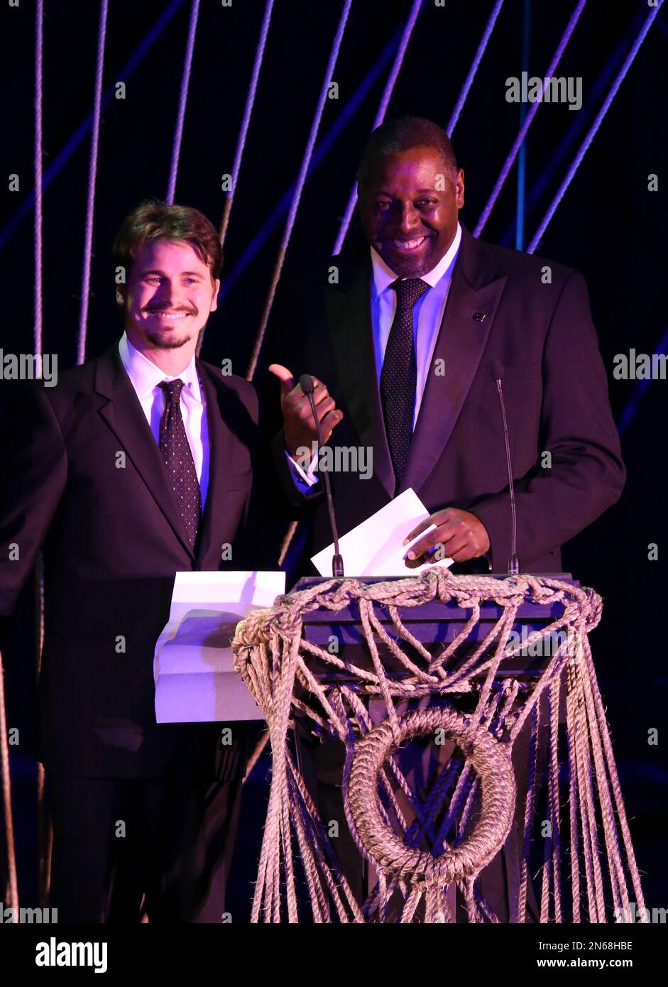 From left, Jason Ritter and Michael Shepperd present during the 24th ...