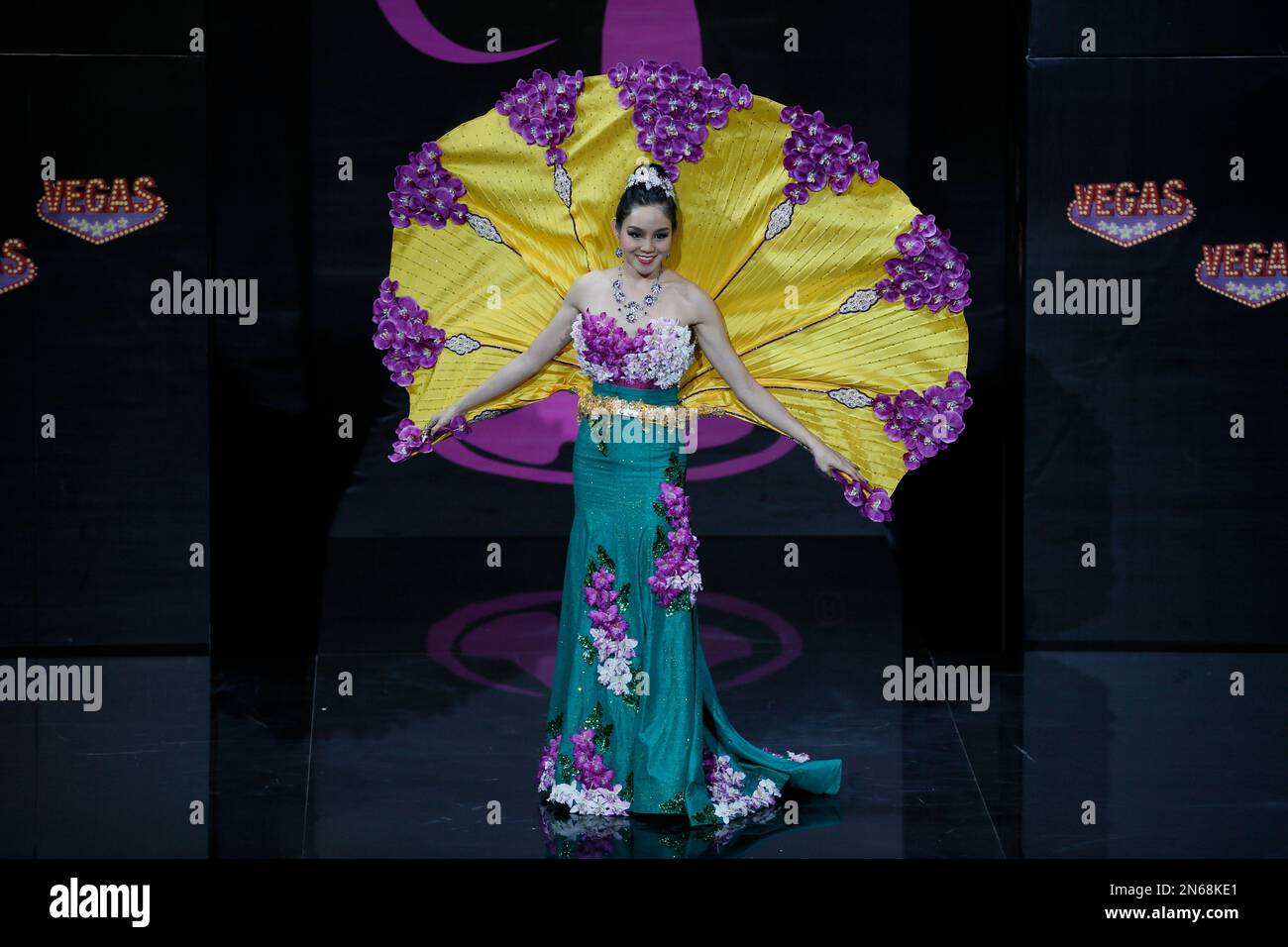 Miss Singapore Shi Lim presents her outfit, during the national costume ...