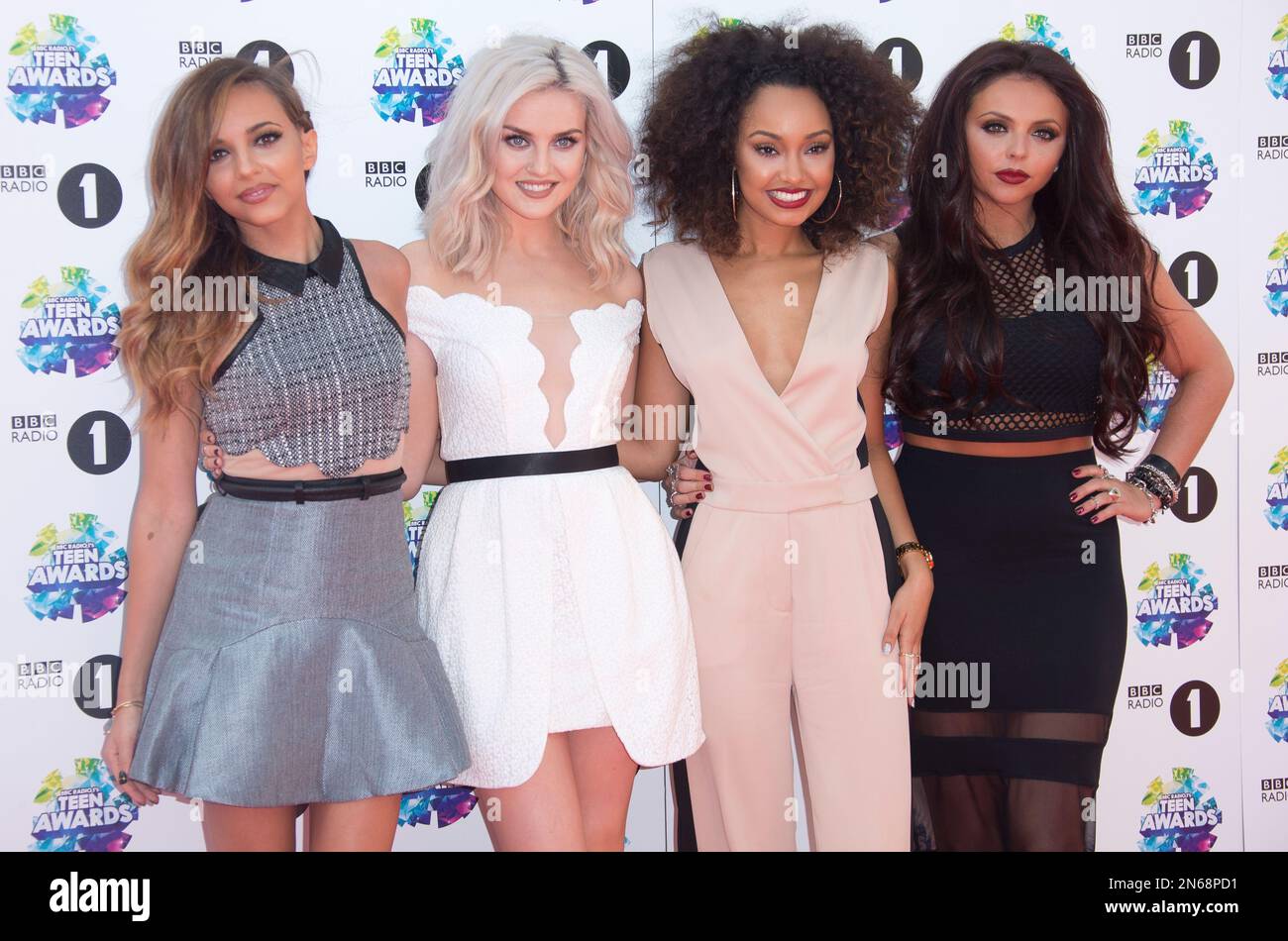 British girl band members of Little Mix, from left to right, Jade ...