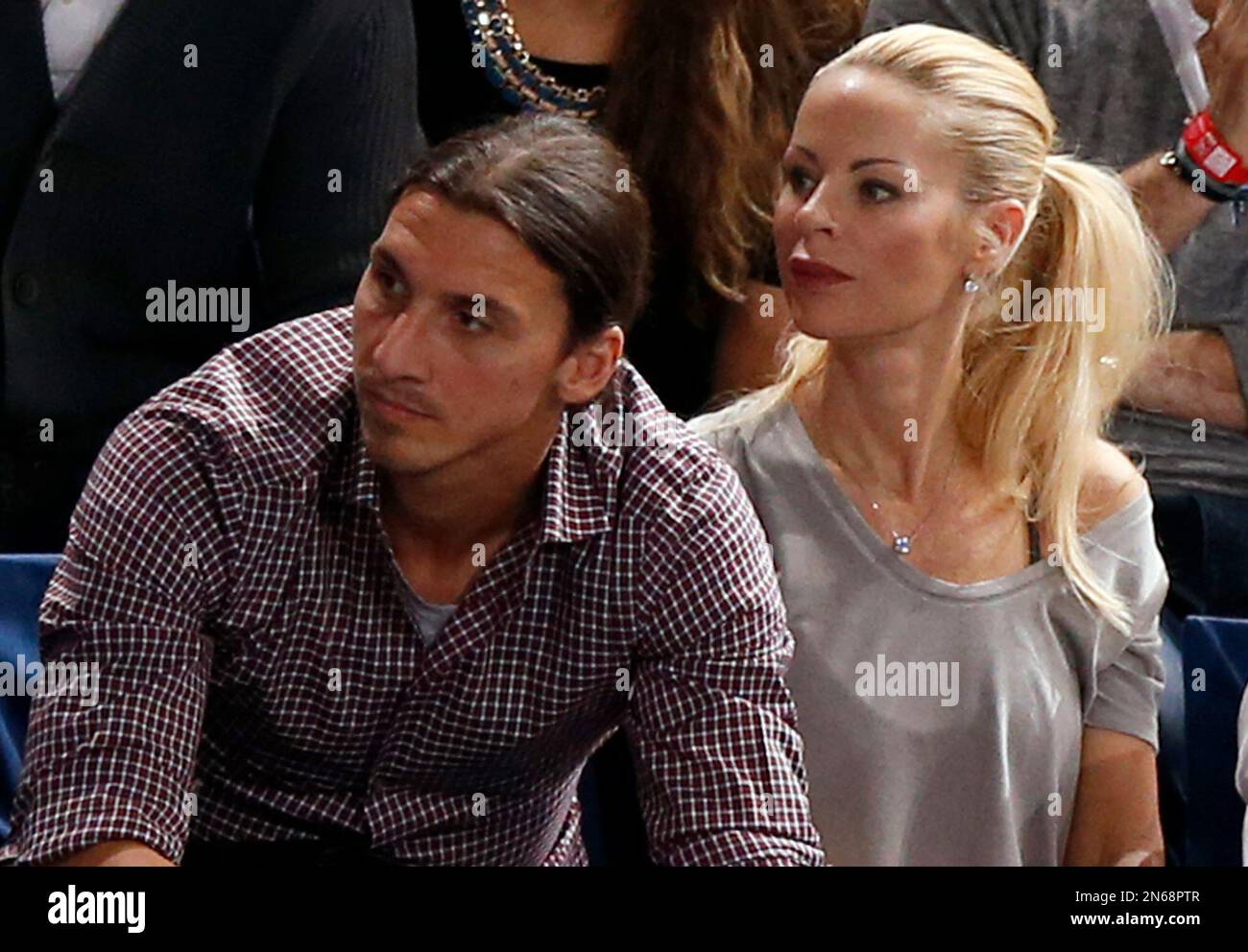Paris Saint Germain soccer star Zlatan Ibrahimovic, left, and his ...