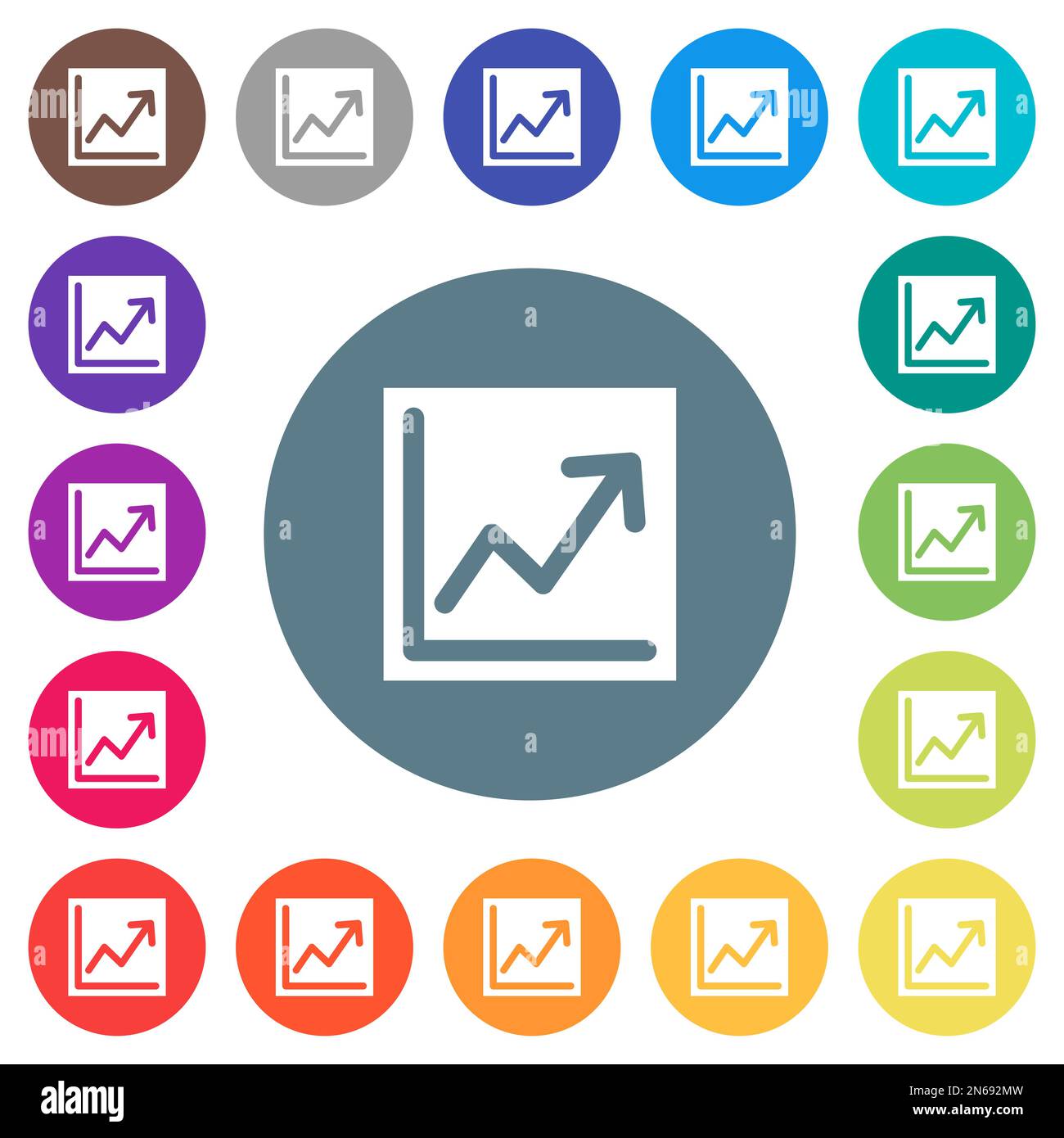 Line graph solid flat white icons on round color backgrounds. 17 ...