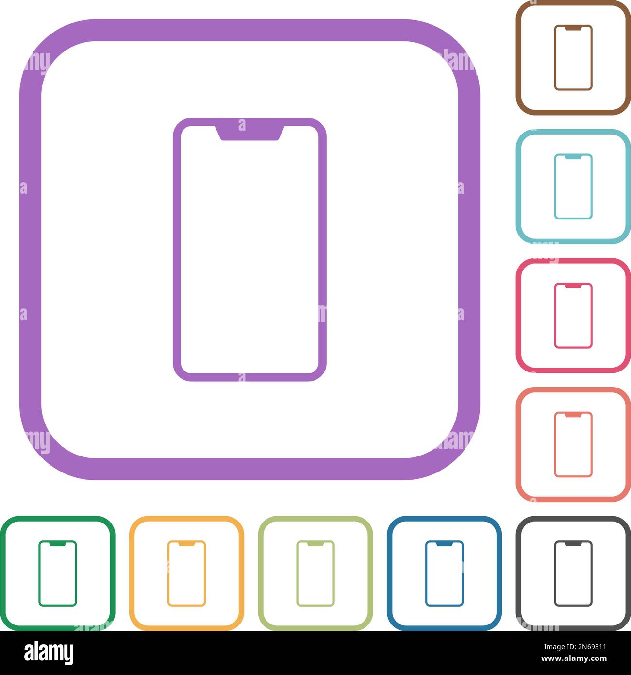 Modern smartphone with blank screen simple icons in color rounded ...
