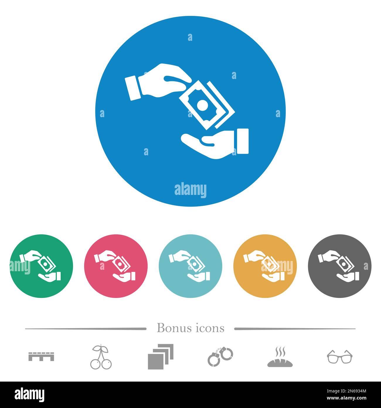 Salary flat white icons on round color backgrounds. 6 bonus icons included Stock Vector Image ...