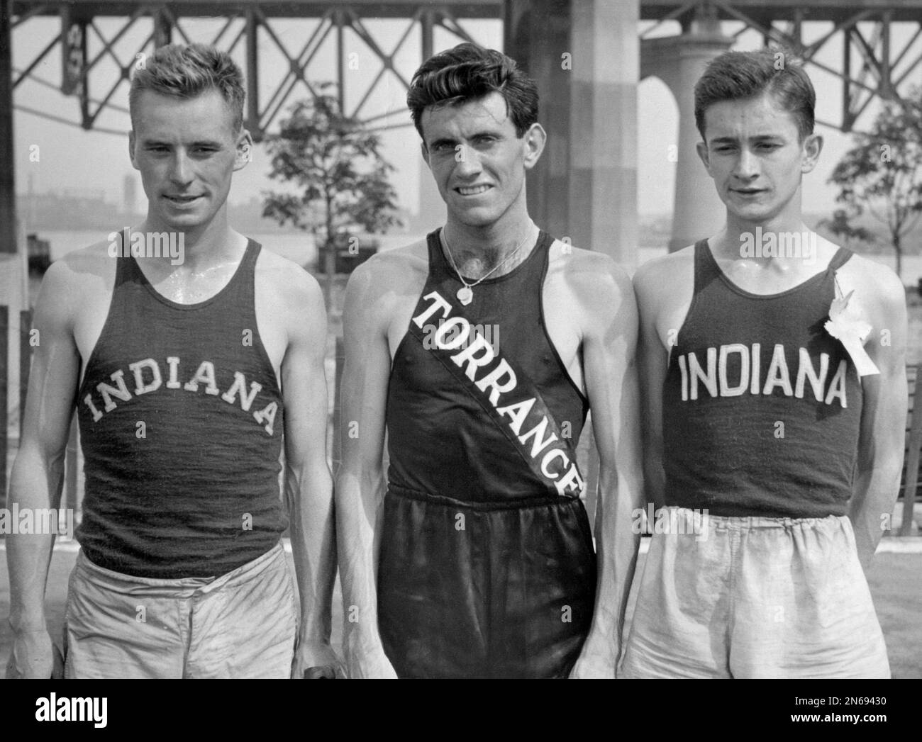 Don Lash of Indiana, Louis Zamperini of Los Angeles and Thomas Deckard ...