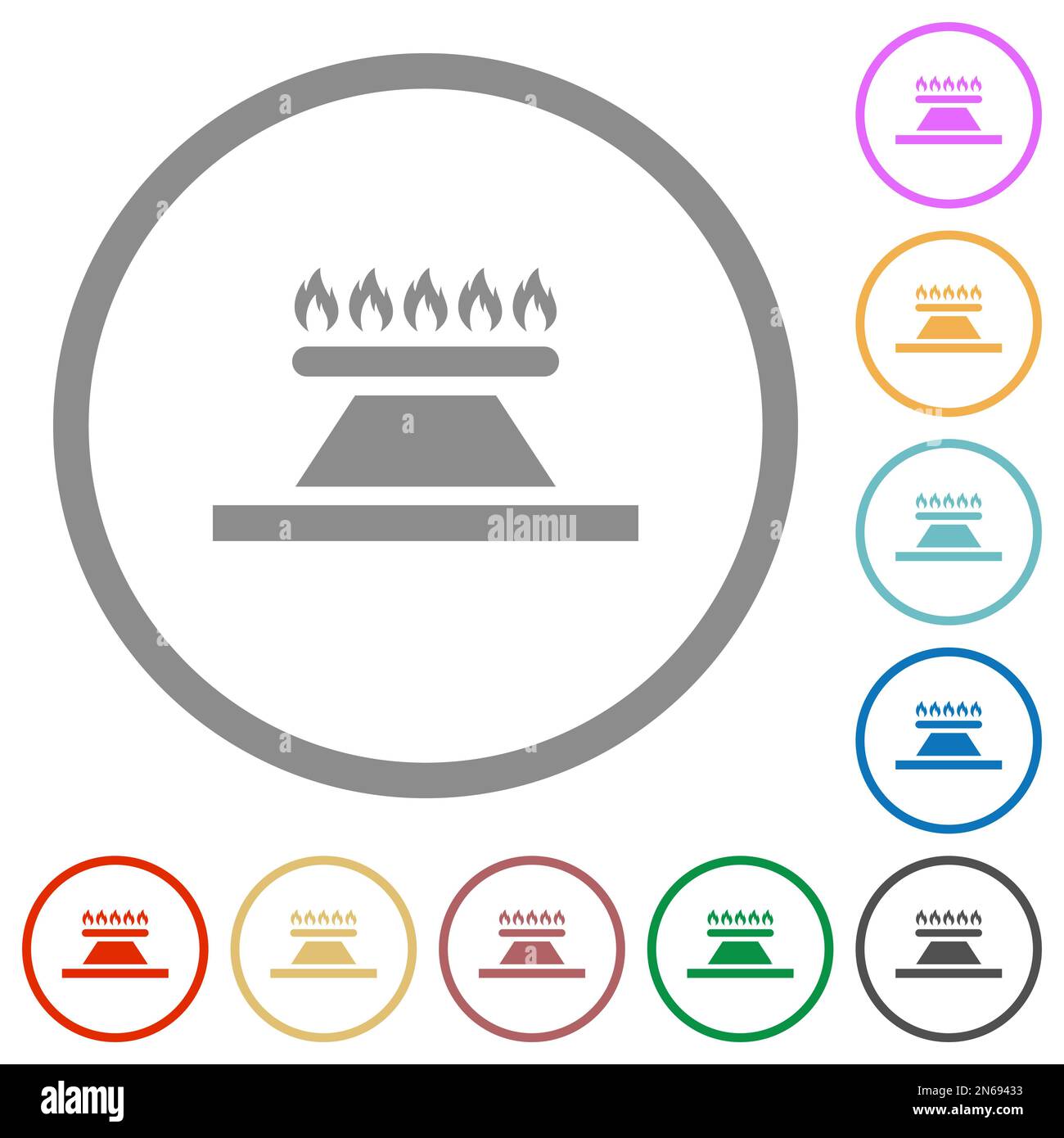 Kitchen gas stove flat color icons in round outlines on white background Stock Vector Image ...