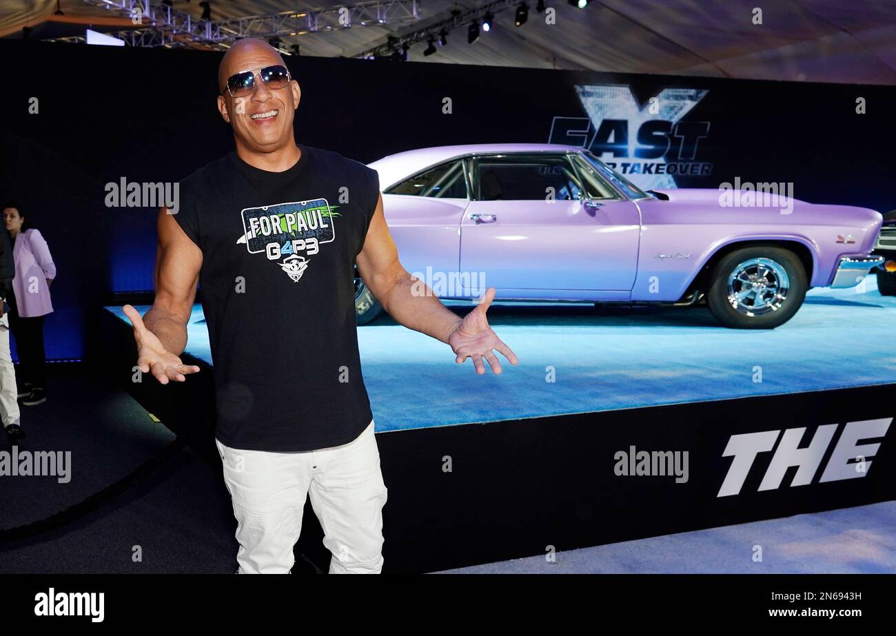 Vin Diesel, a cast member in the upcoming film "Fast X," poses at the ...