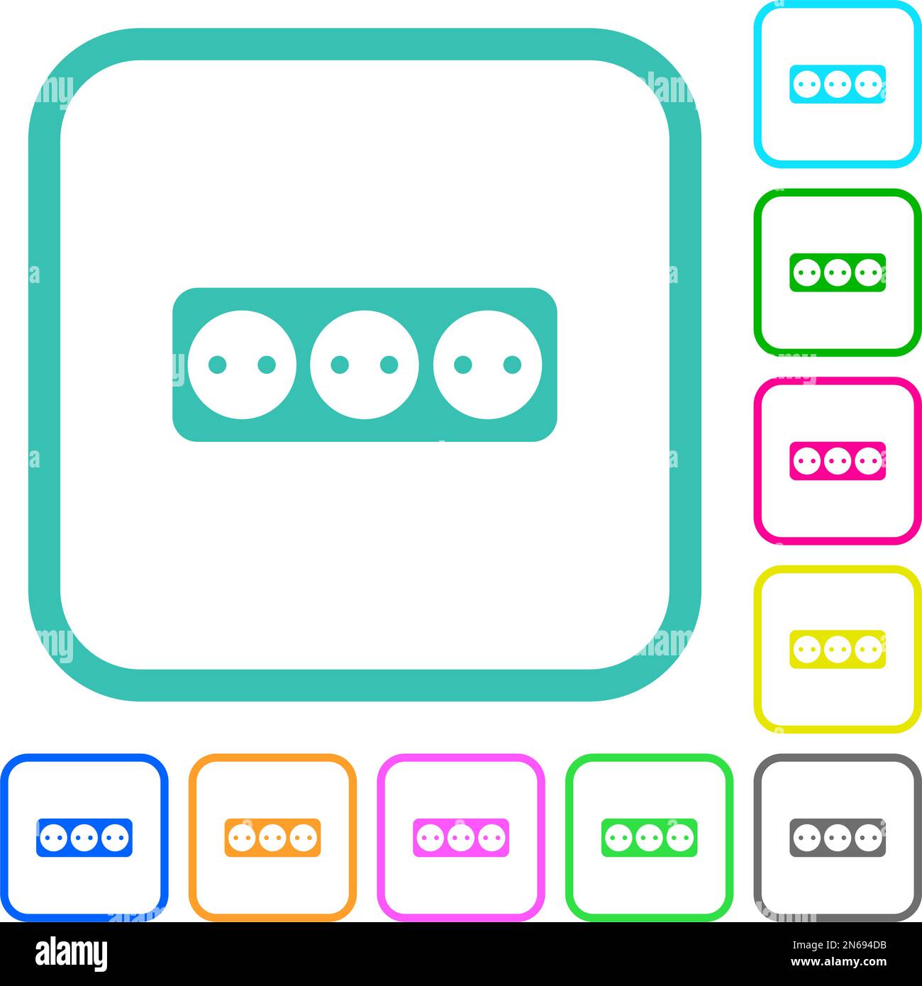 Electrical outlet with three sockets solid vivid colored flat icons in ...