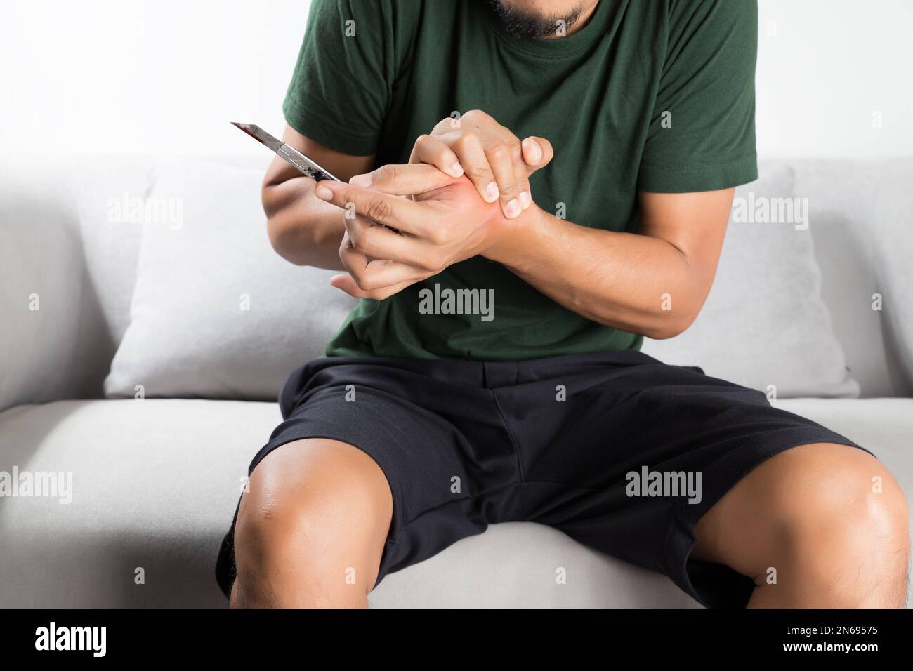 Accidentally injured fingers of left hand with bleeding by the cutter ...