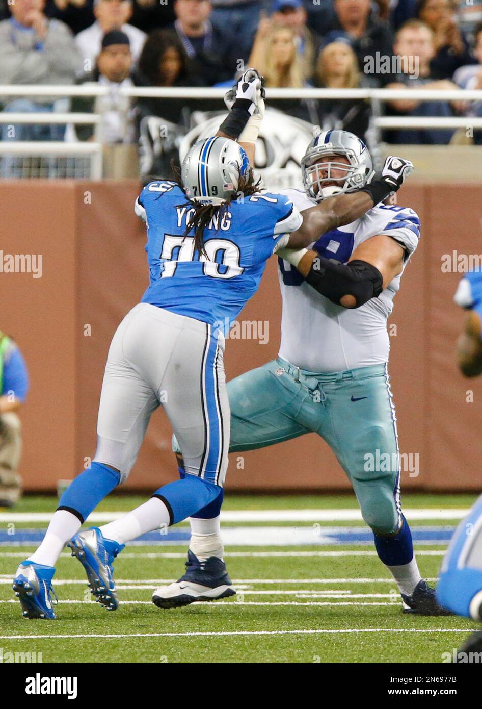 Dallas Cowboys tackle Doug Free (68) defends against Detroit Lions ...