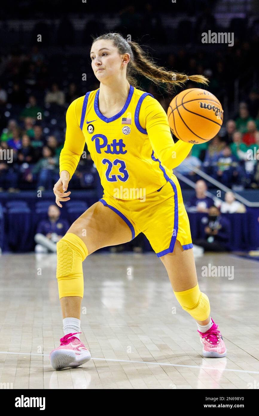 February 09, 2023: Pittsburgh guard Avery Strickland (23) passes the ...