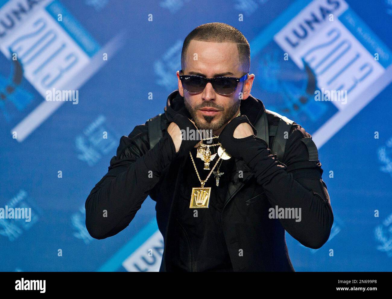 Puerto Rican reggaeton rapper Yandel poses at the Lunas del Auditorio ...