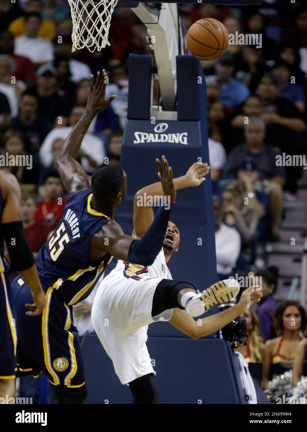 Indiana Pacers center Roy Hibbert (55) defends against New Orleans ...