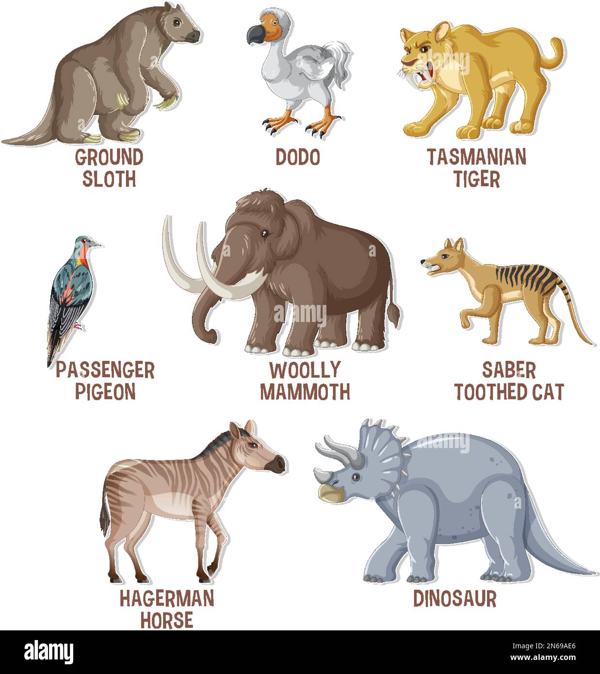 A set of extinct animals set illustration Stock Vector Image & Art - Alamy