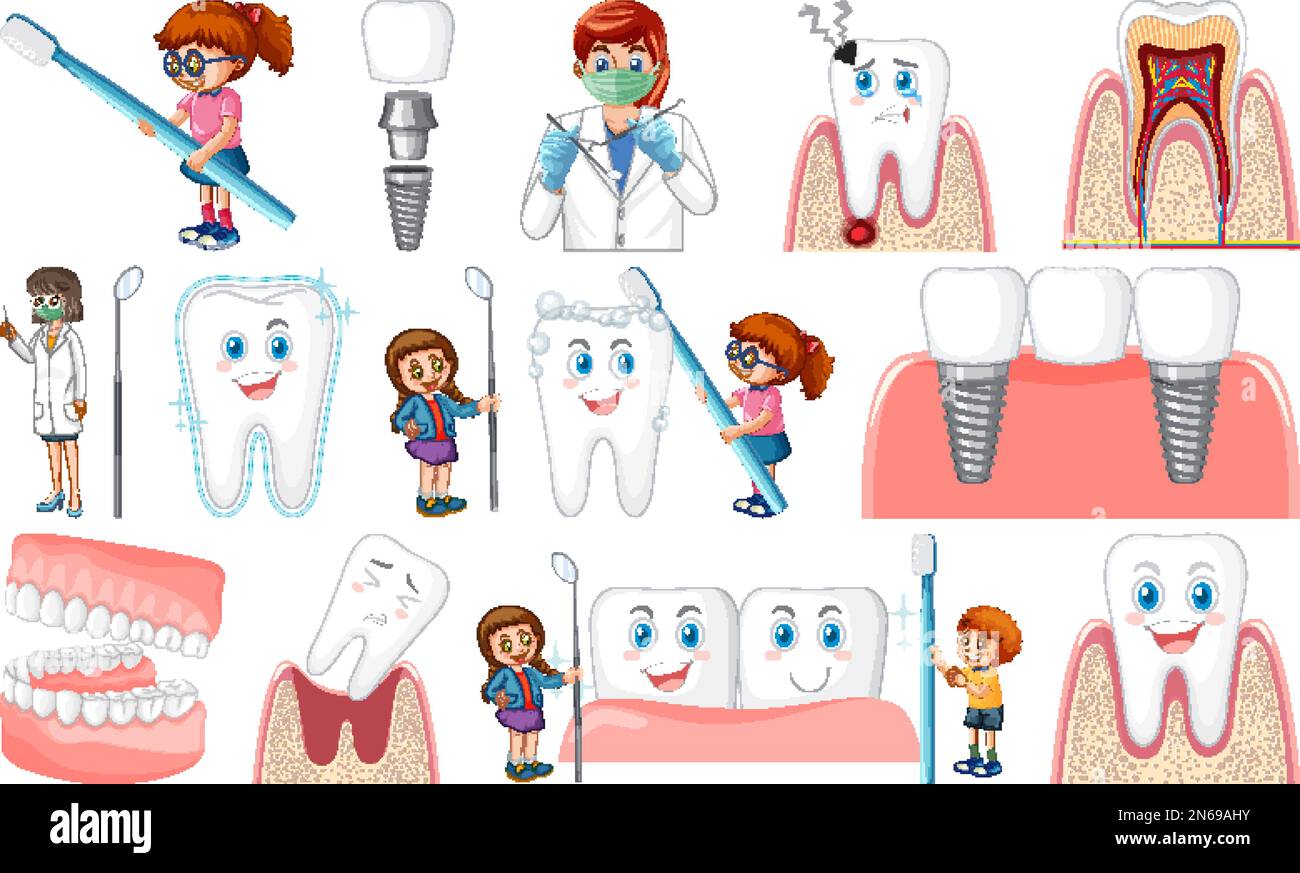 Set of dental care element illustration Stock Vector Image & Art - Alamy