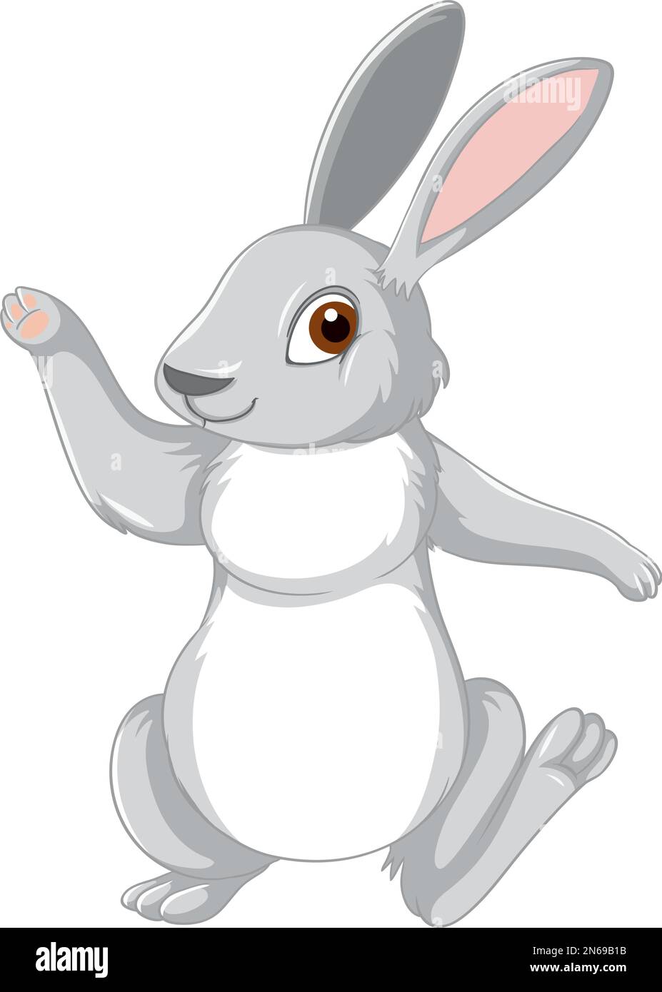 Cute grey rabbit cartoon character illustration Stock Vector Image ...