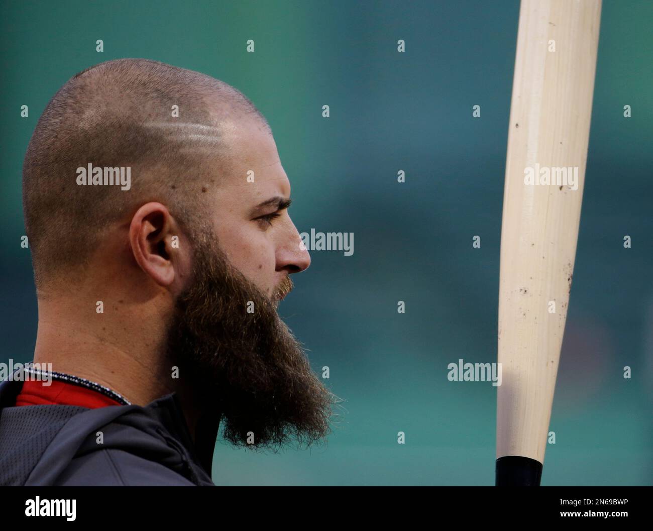 Boston Red Sox first baseman Mike Napoli waits to hit during batting ...
